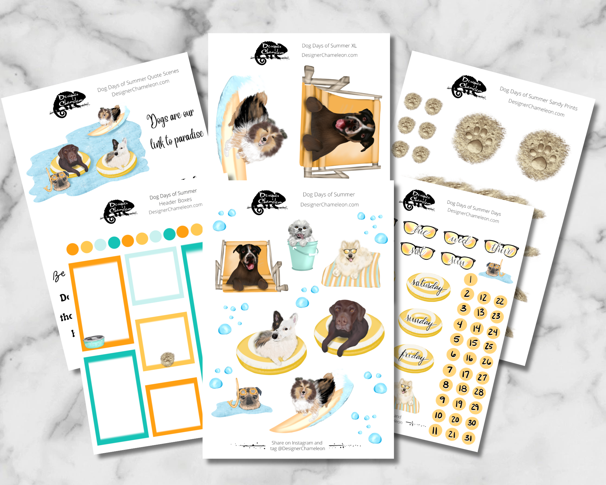 Dog Days of Summer Sticker Collection – Designer Chameleon