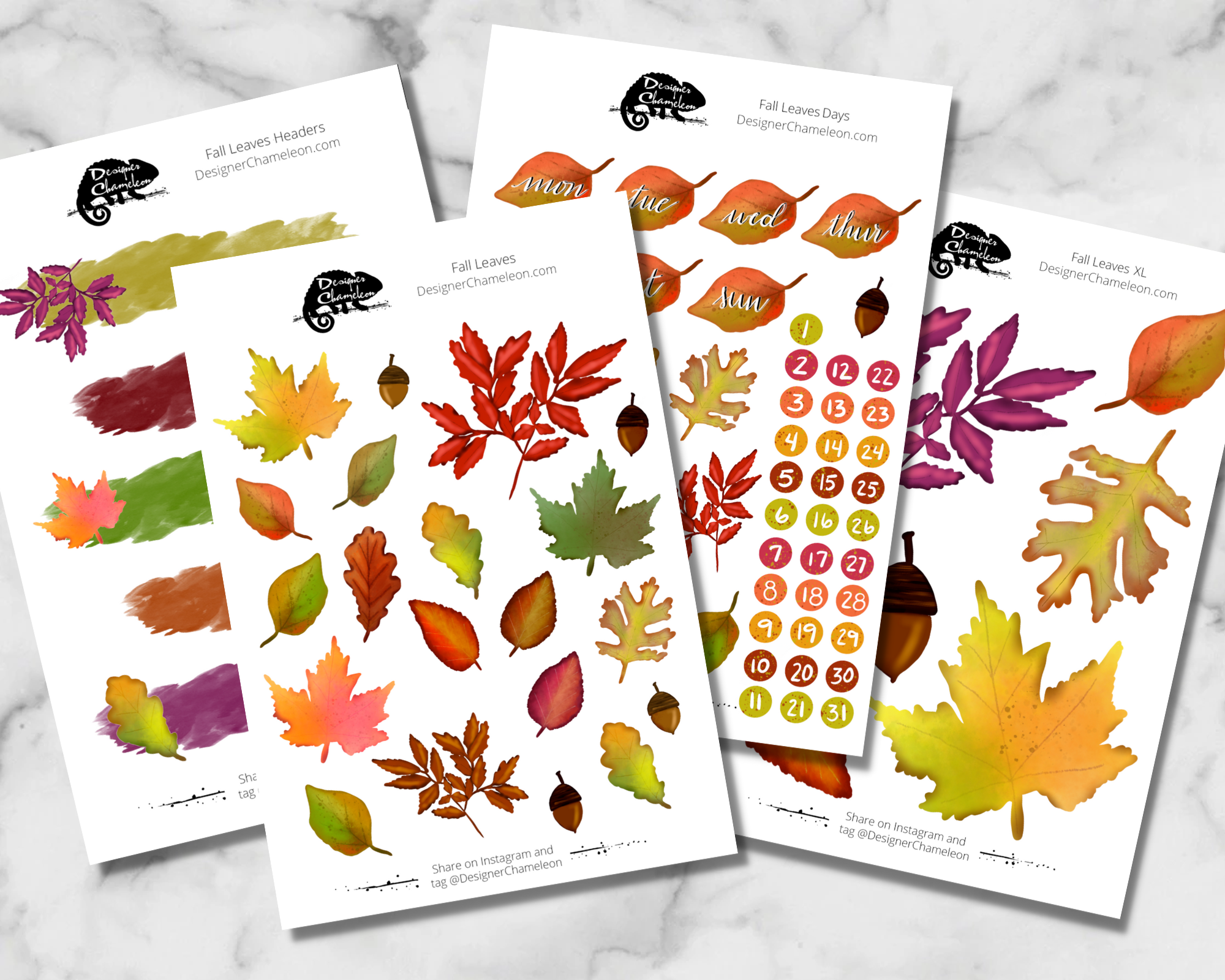Fall Leaves Theme Sticker Kit – Designer Chameleon