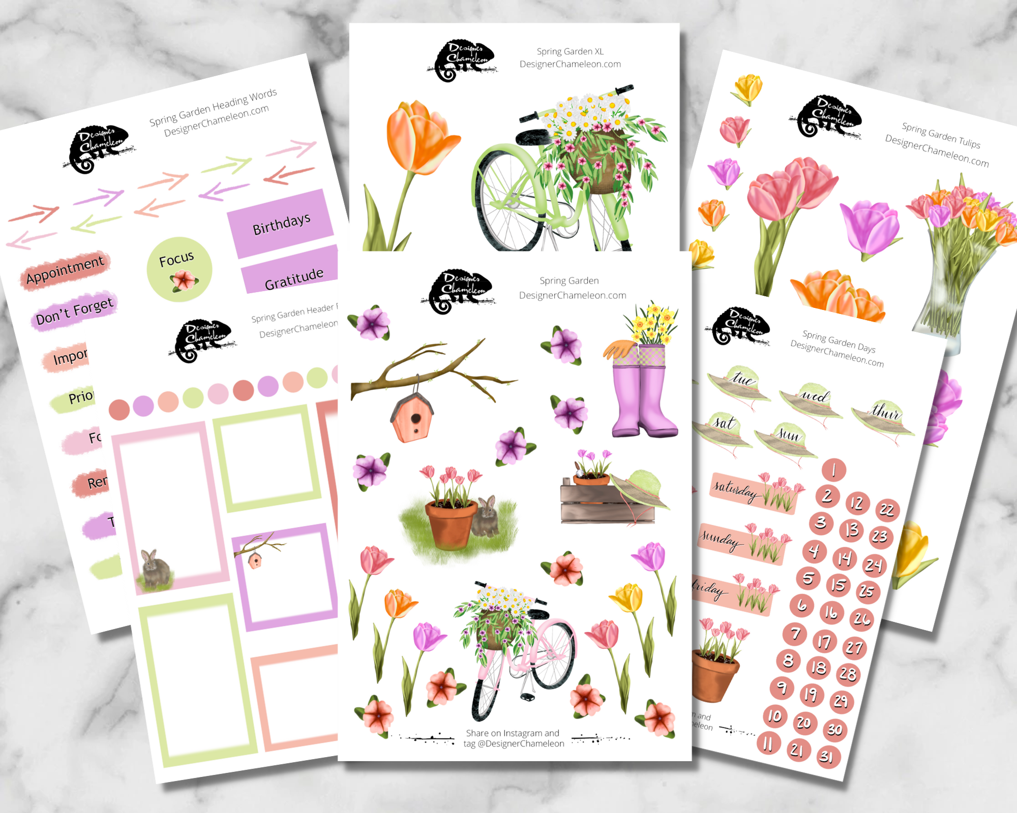 Spring Garden Sticker Collection – Designer Chameleon