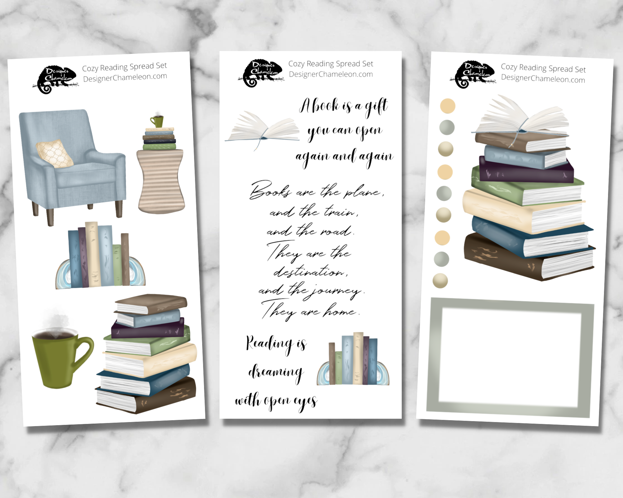 Cozy Reading Spread Set Stickers – Designer Chameleon