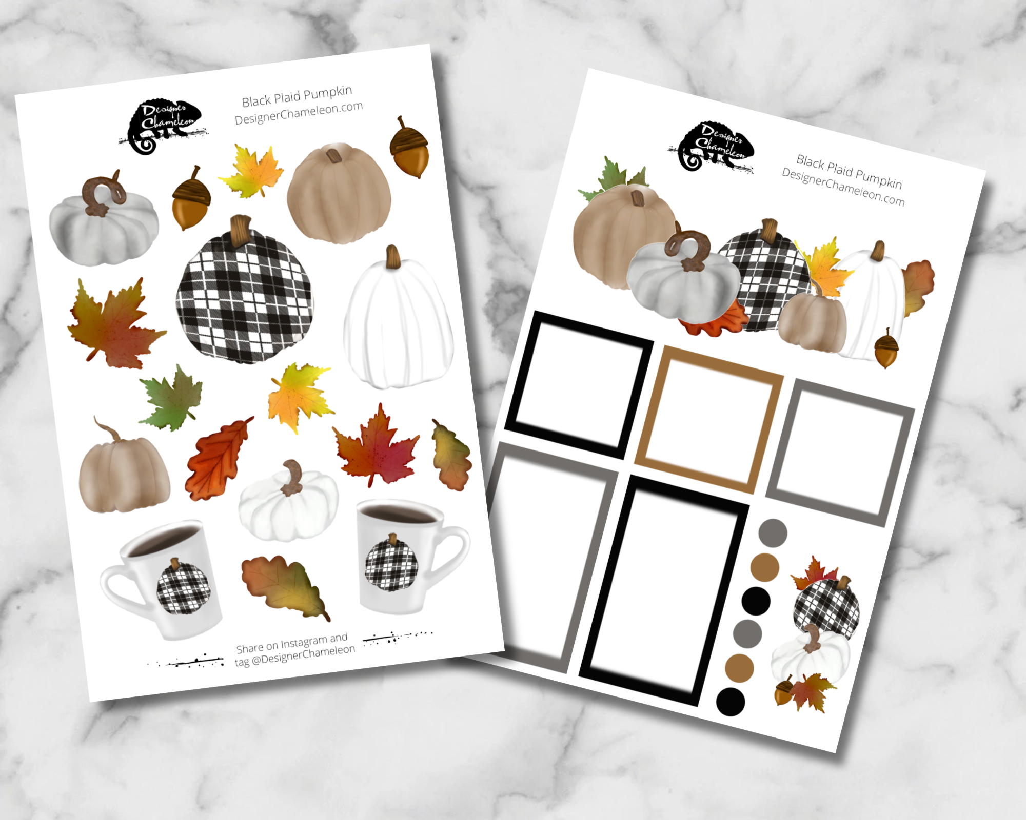 Black Plaid Pumpkin Sticker Set – Designer Chameleon