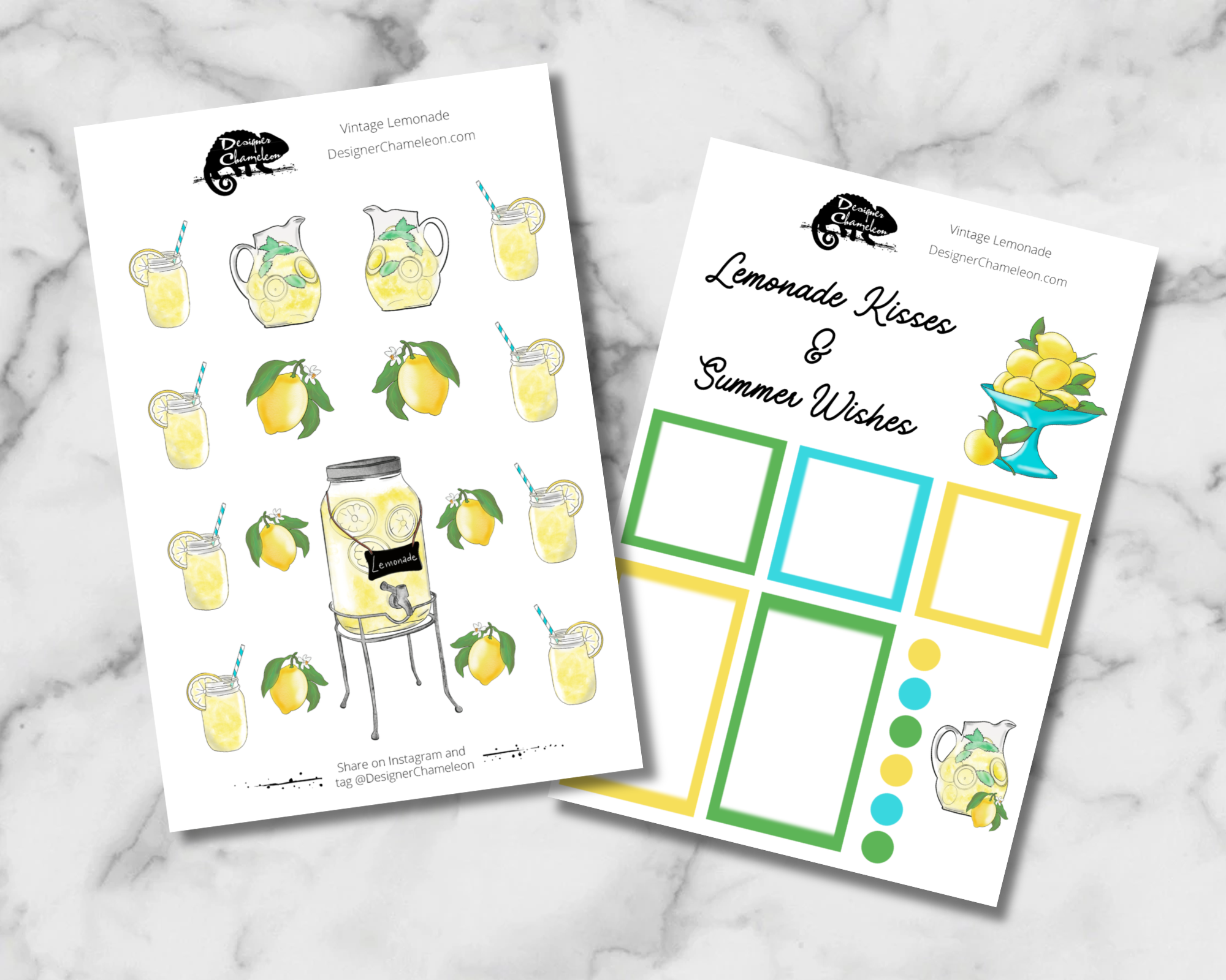 Vintage Lemonade Sticker Set – Designer Chameleon