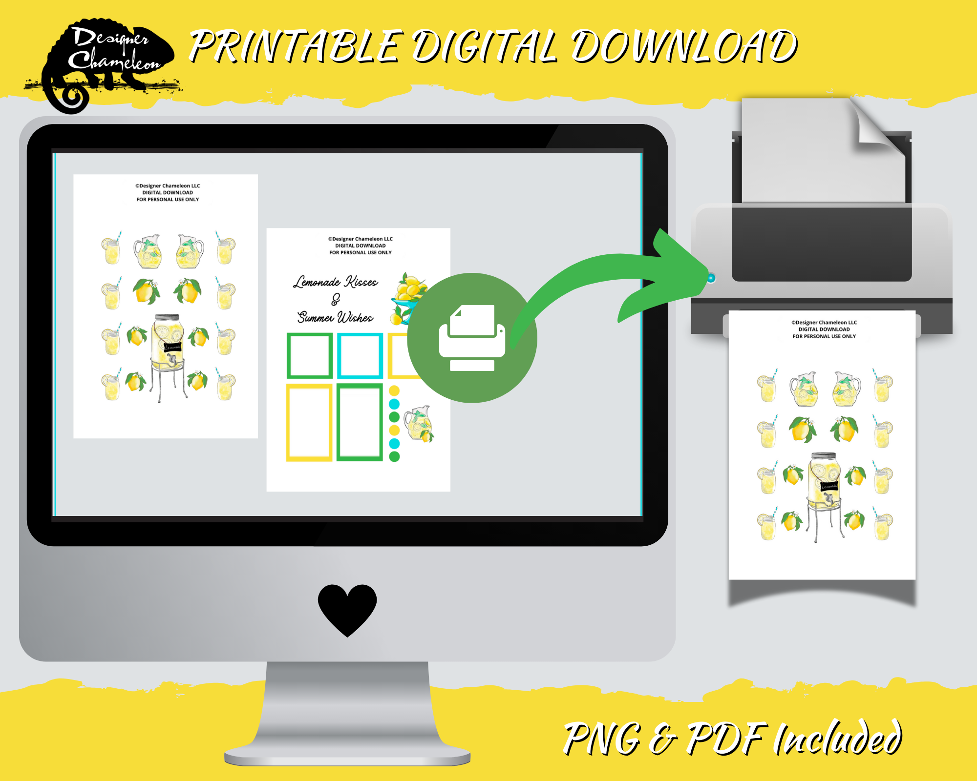 DIGITAL Vintage Lemonade Sticker Set – Designer Chameleon