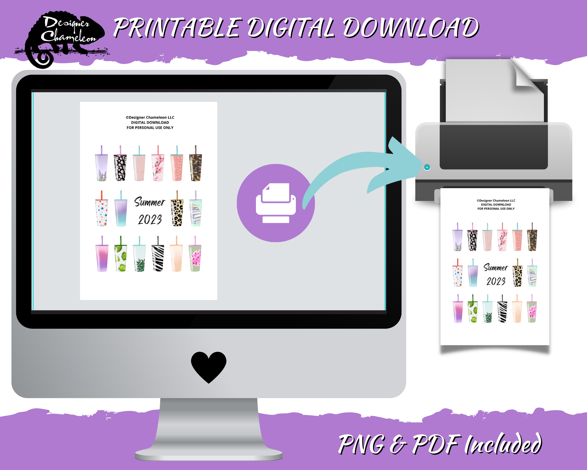 DIGITAL Summer Brand Ambassador Team Tumbler Stickers – Designer Chameleon