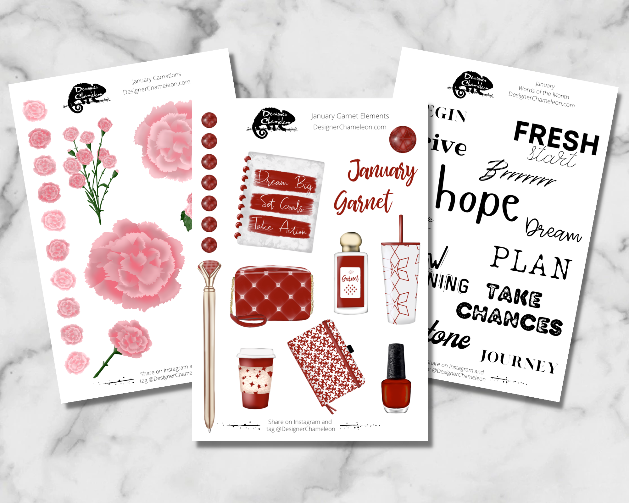 January Essentials Sticker Bundle – Designer Chameleon